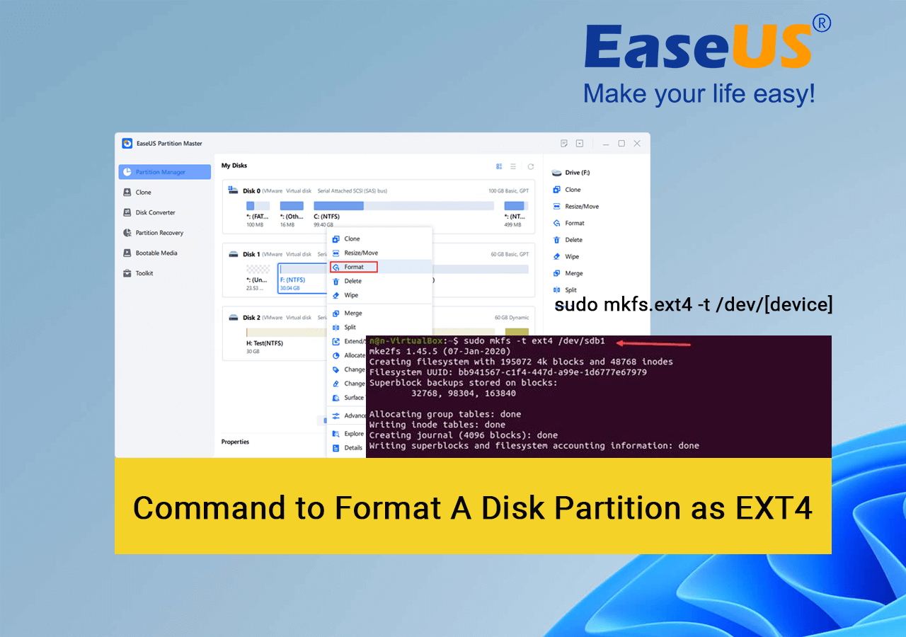 Festplattenpartition in EXT4 mit Befehl formatieren - EaseUS